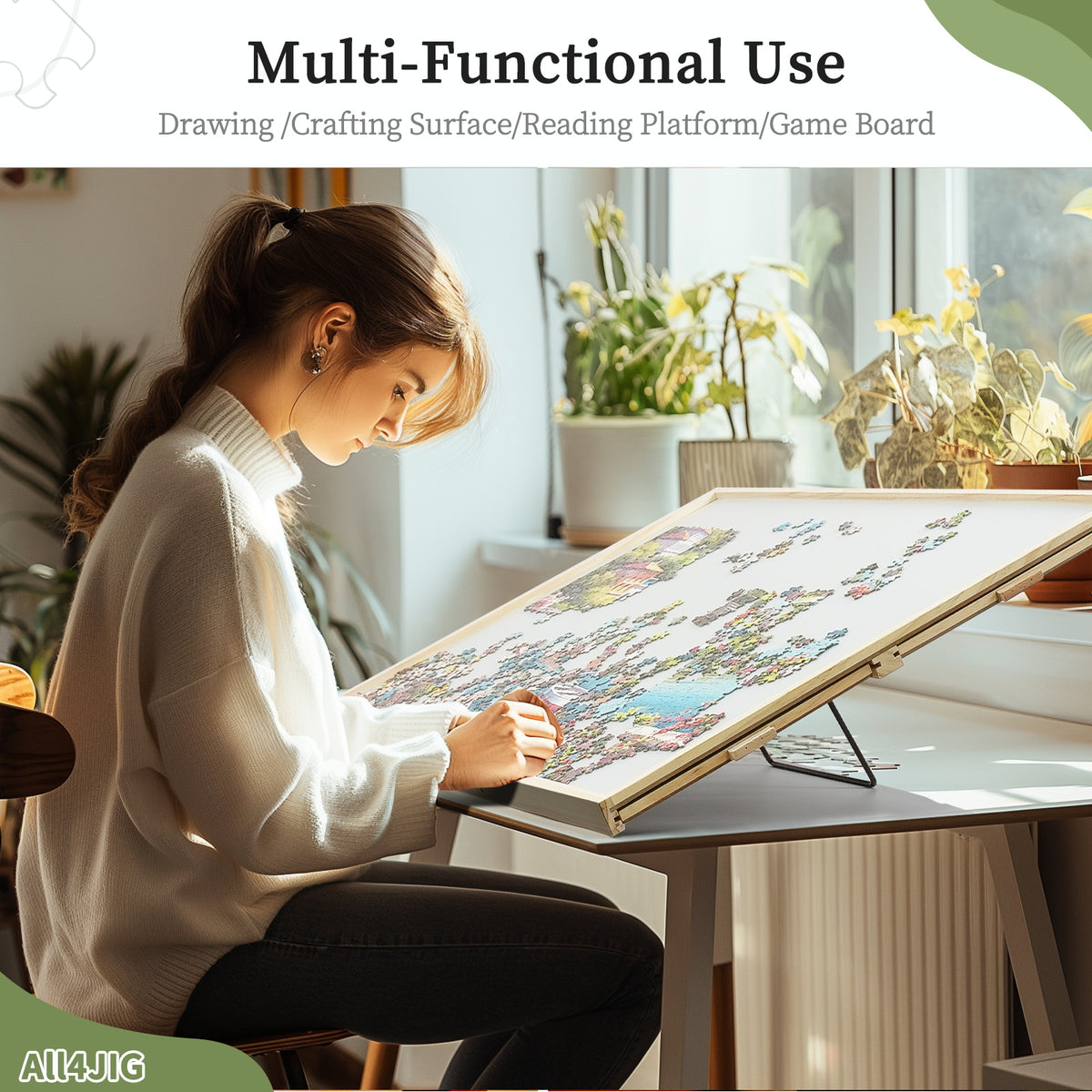 ALL4JIG 2-in-1 Tilting & Rotating Puzzle Board for Adults Gifts, Woode